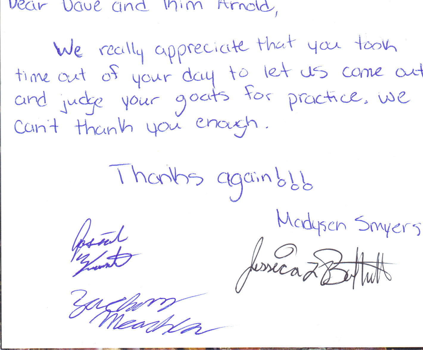 Thank you (Judgeing team) | Arnolds Time Well Spent Boer Goats